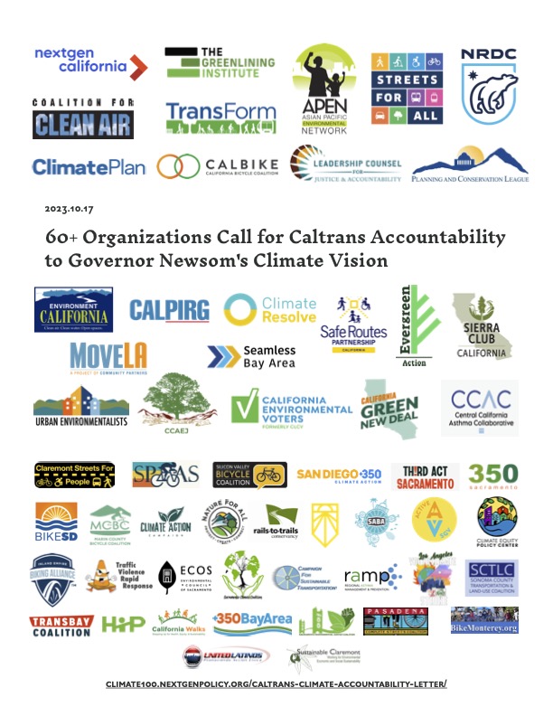 Governor urged: Hold Caltrans accountable to California’s Climate ...